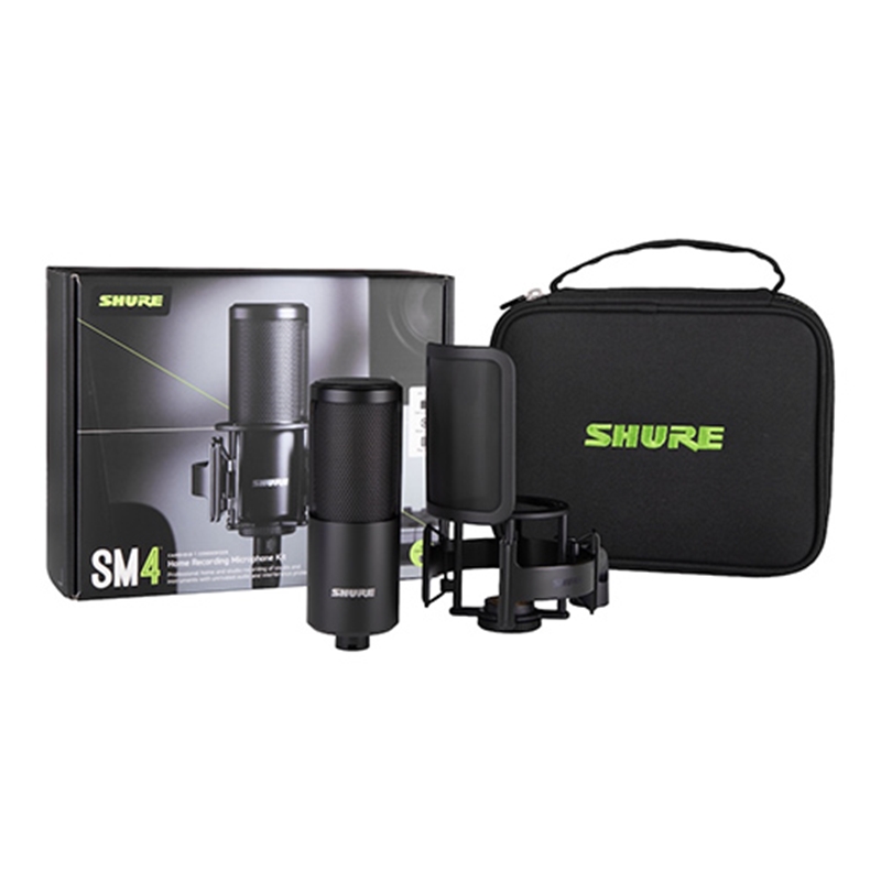 SE Systems - Shure SM4-K-KIT, SM4 MIC, BLACK, W/ SHOCK MOUNT, CASE